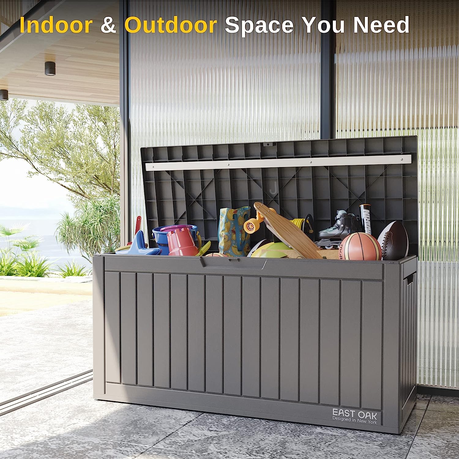 [Open Box] EAST OAK Premium Waterproof Resin Deck Box: Patio Furniture ...