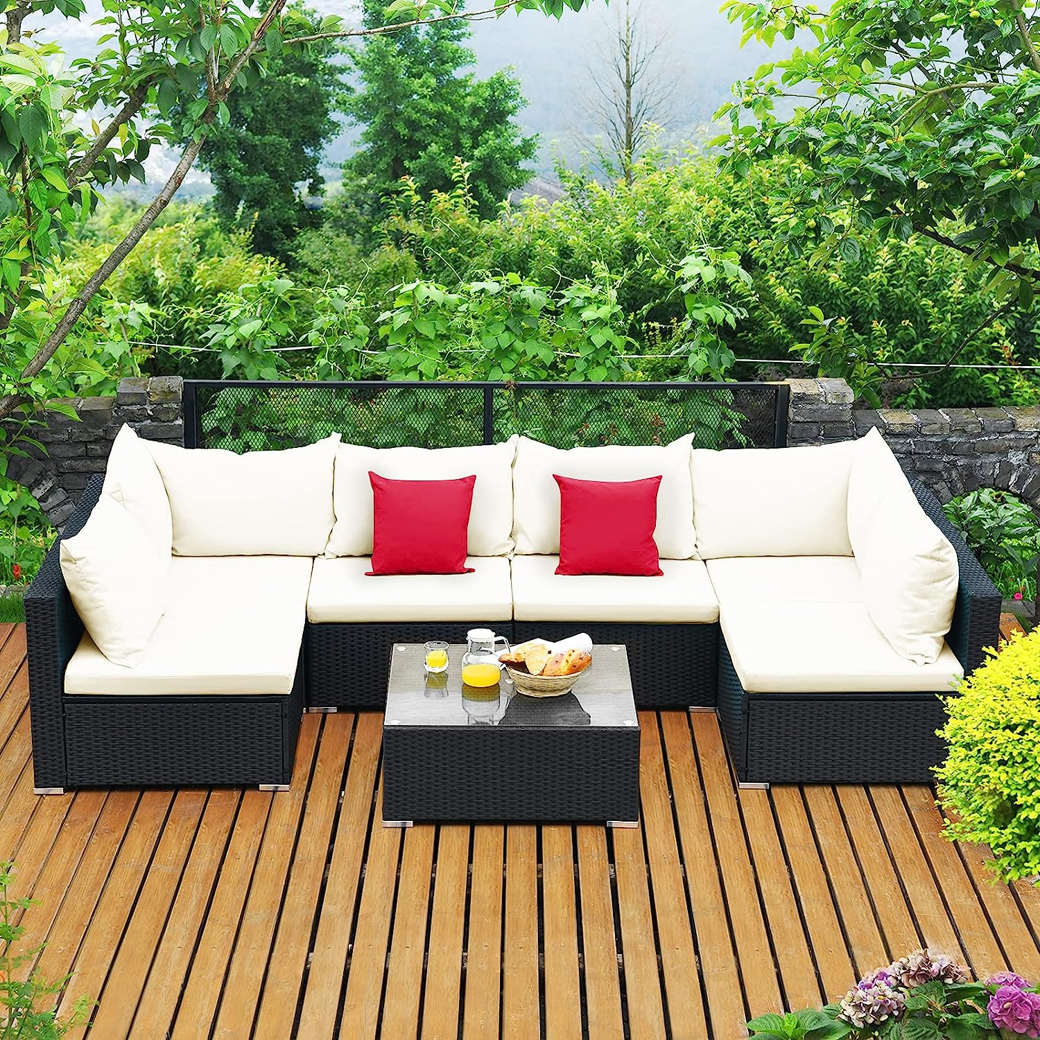 [Open Box] Tangkula 7 Piece Patio Furniture Set: Comfy Outdoor ...