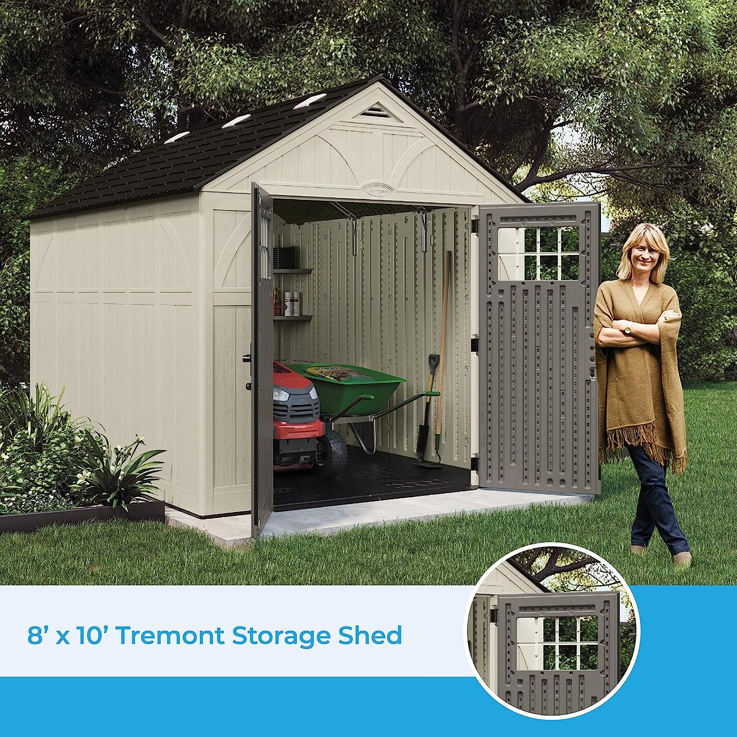 [Open Box] Suncast Tremont Resilient 8′ x 10′ Sand-Colored Heavy-Duty ...