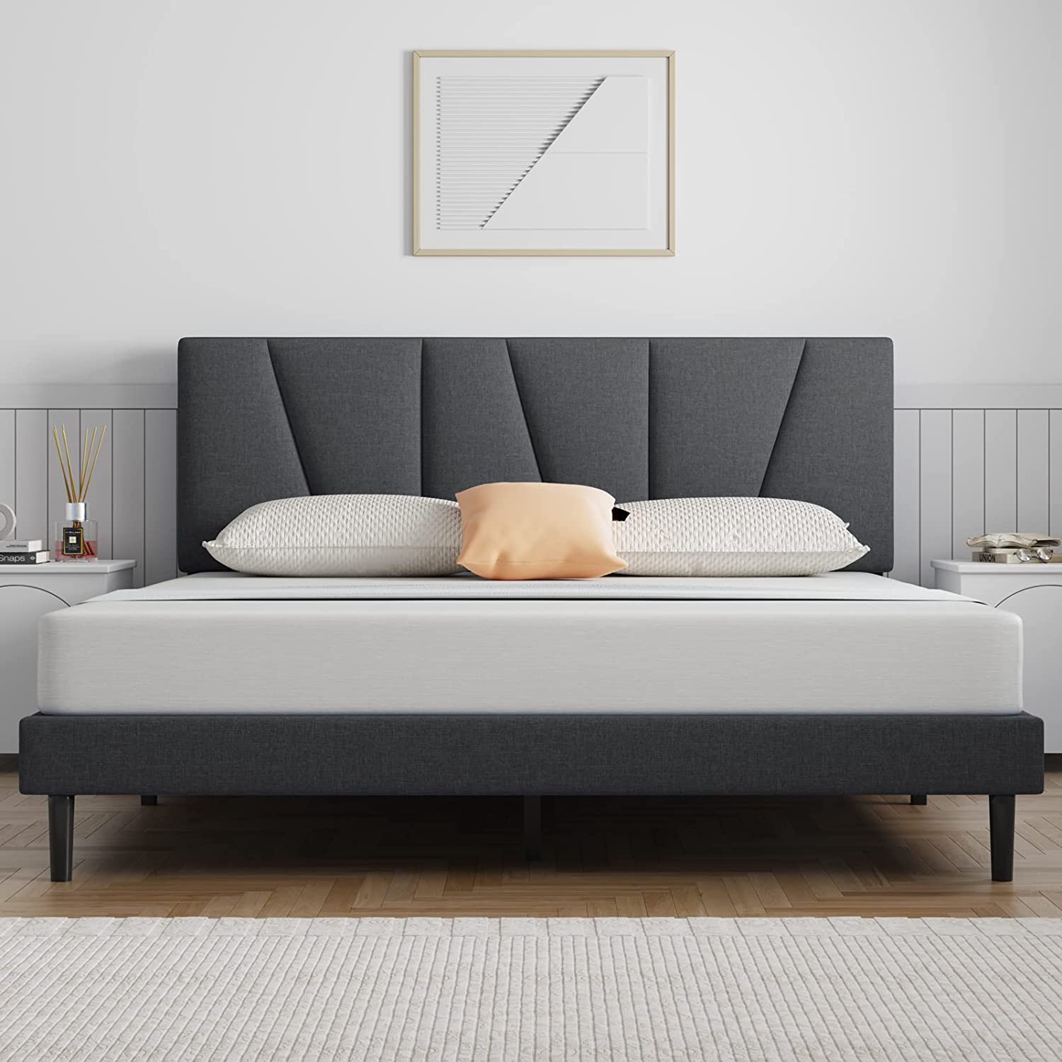 [Open Box] Molblly’s Superior Queen Bed Frame with Upholstered Platform ...