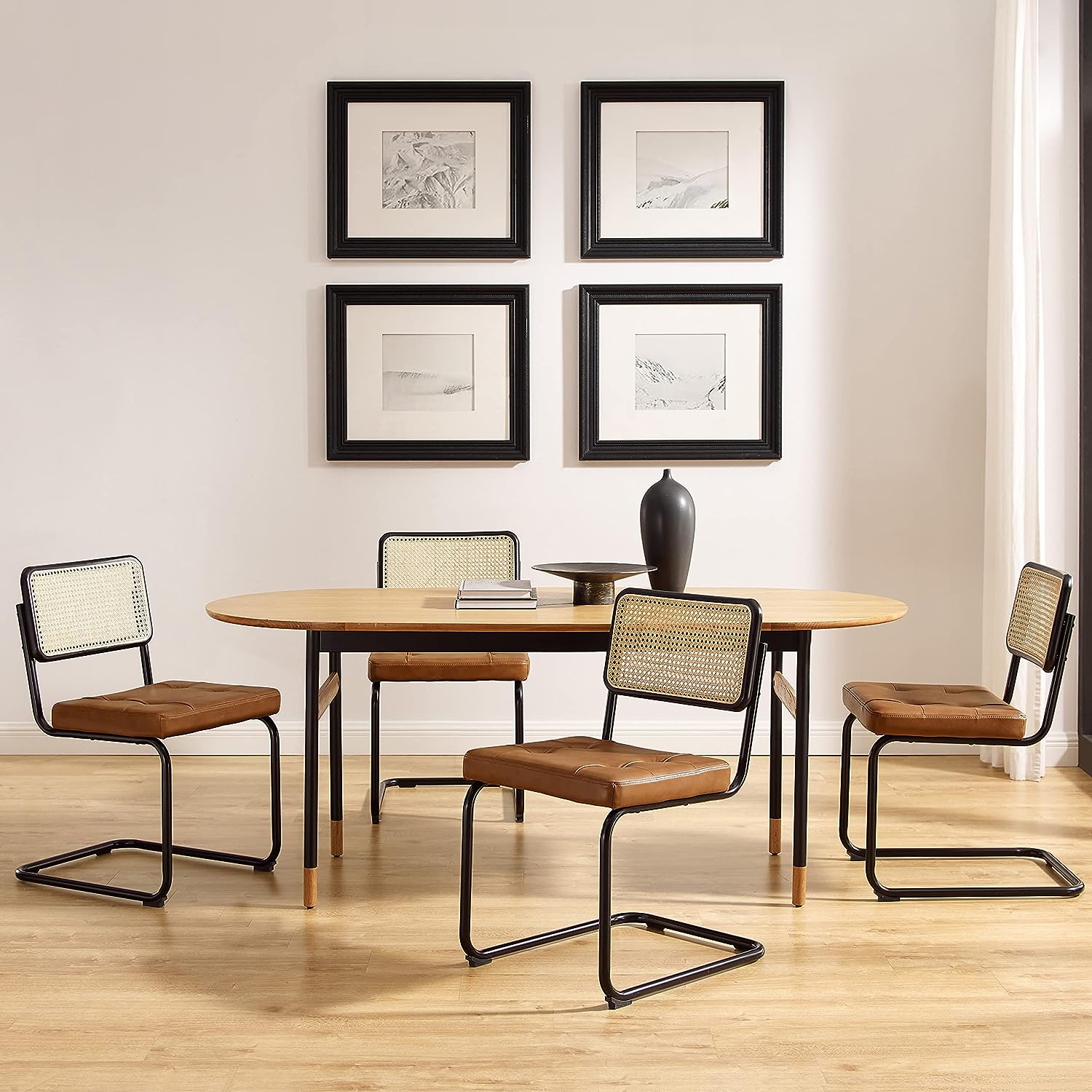 [Open Box] Art Leon’s Quartet of Genuine Leather Dining Chairs – Mid ...