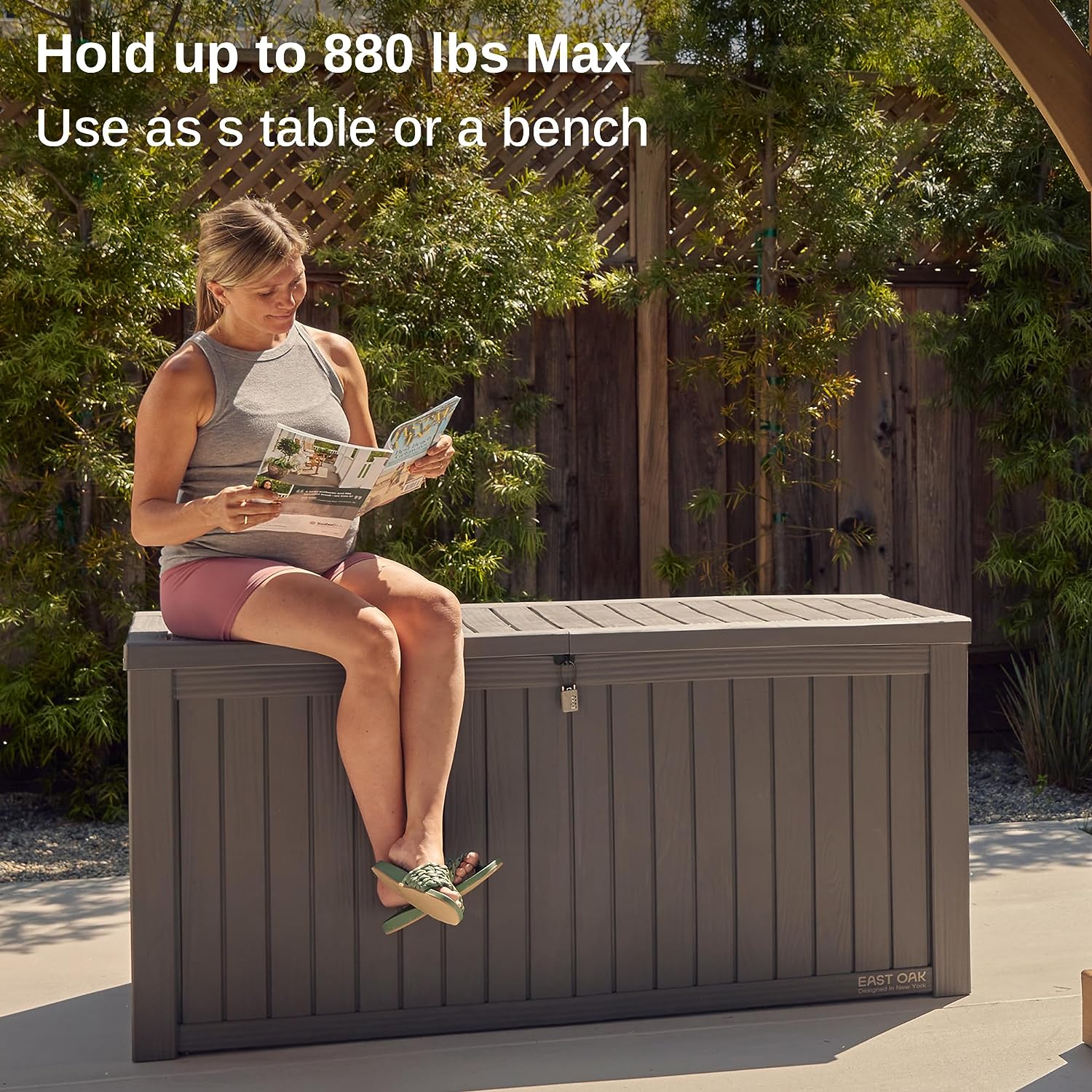 [Open Box] EAST OAK Extra-Large 150-Gallon Outdoor Storage Box with ...