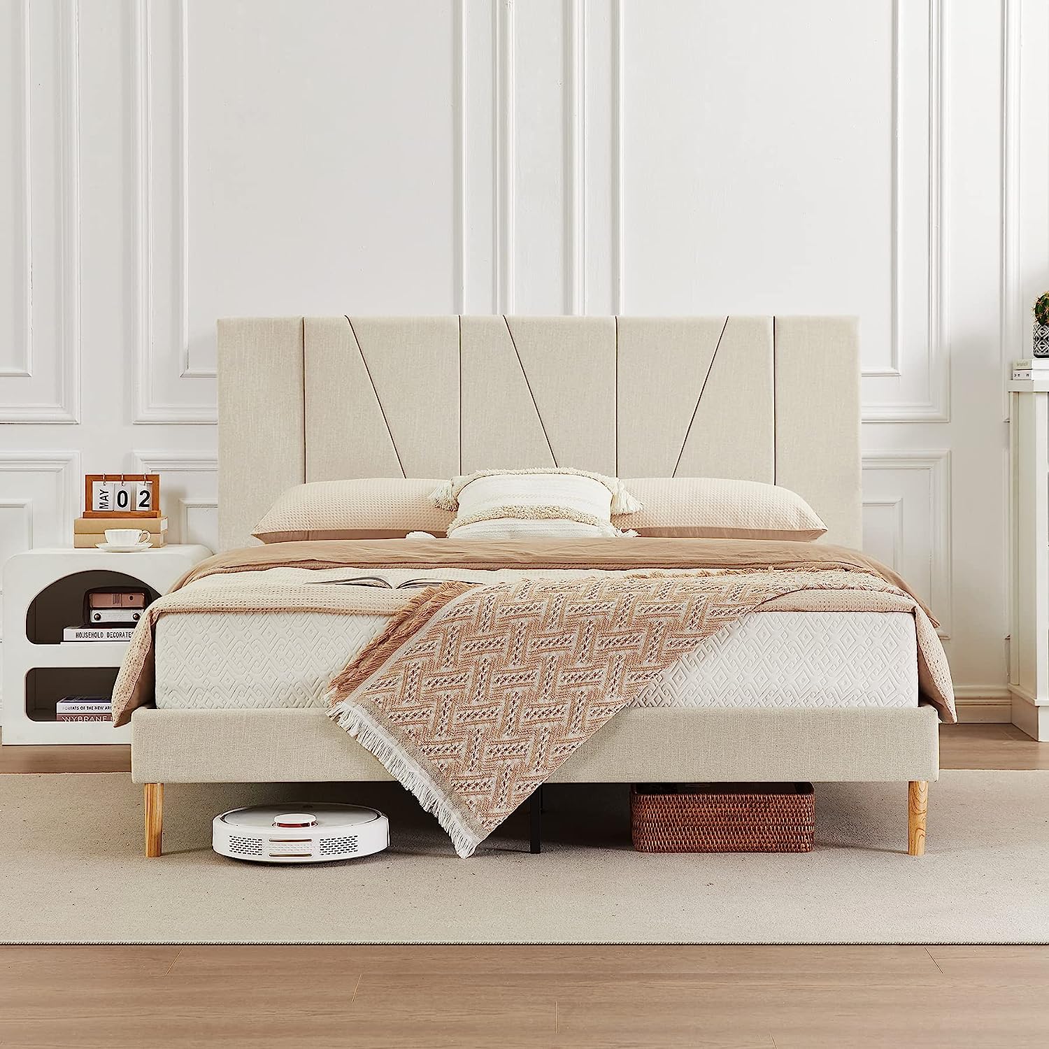 [Open Box] Flolinda’s Supreme King Size Upholstered Platform Bed Frame ...