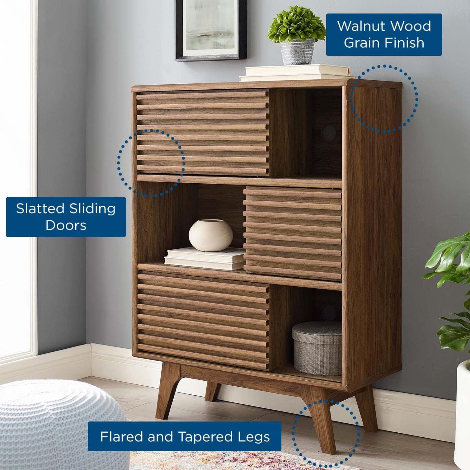 [Open Box] Modway Exquisite Render Triple-Tier Display Storage Cabinet ...