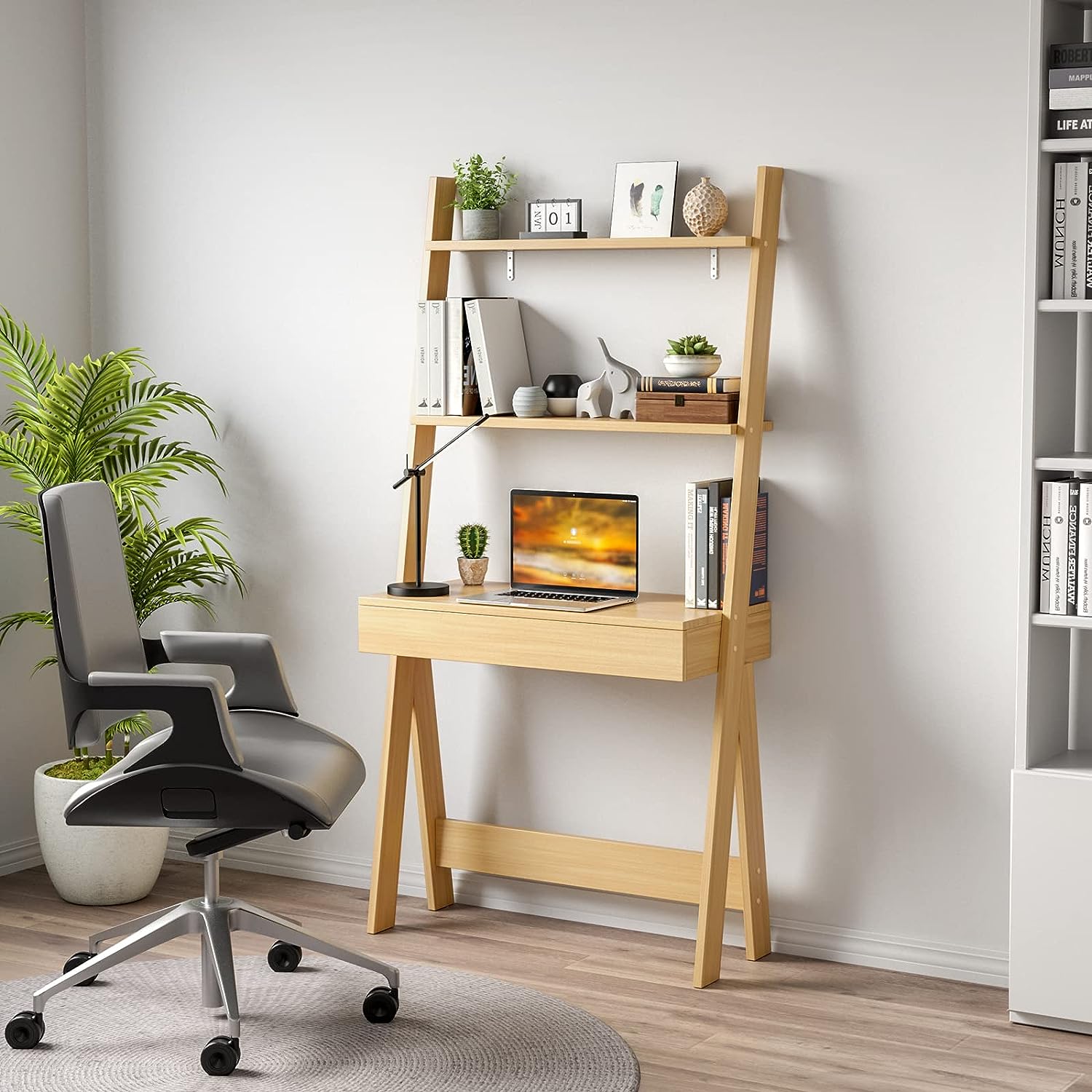 [Open Box] Tangkula Modern 2-Tier Freestanding Ladder Desk, Combining ...