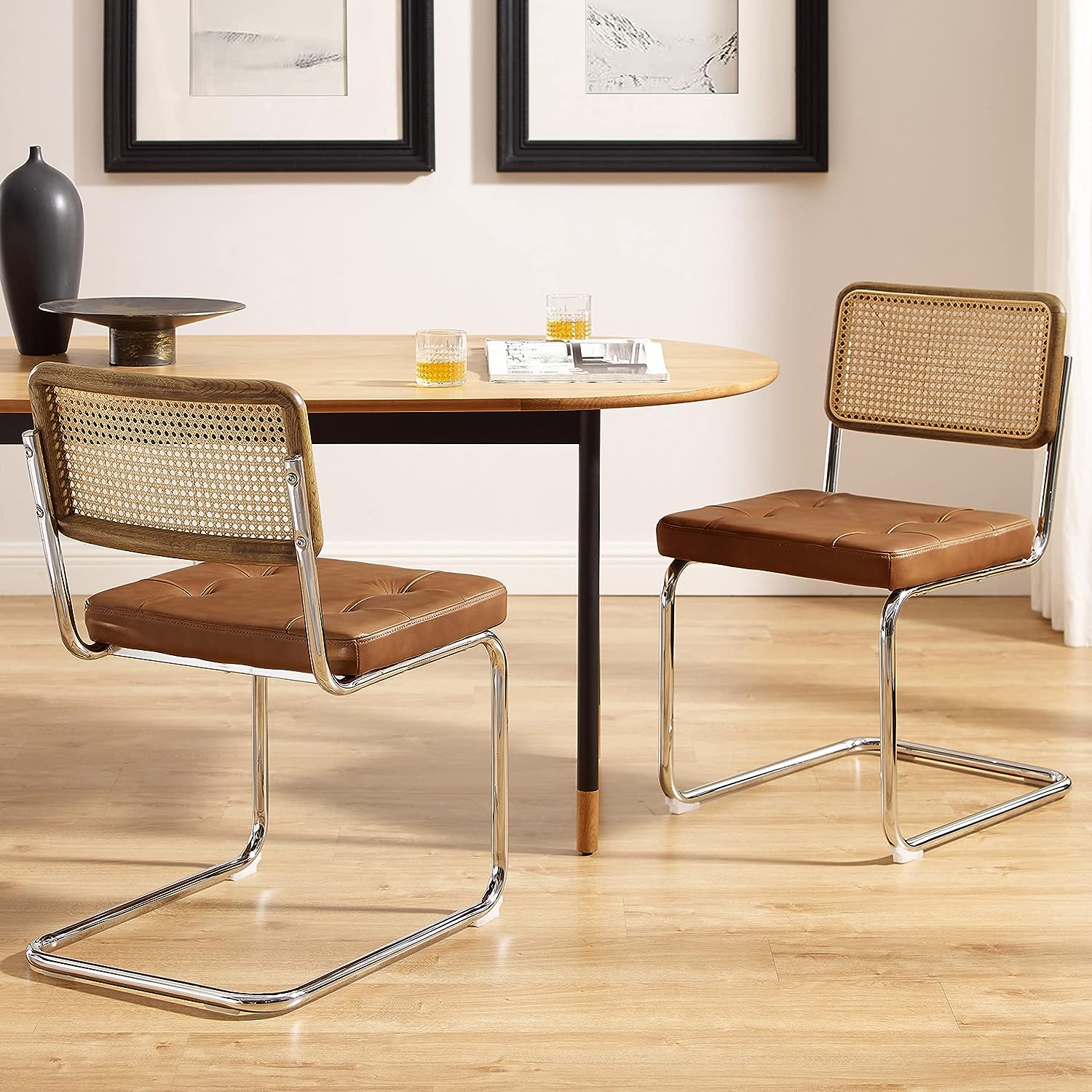 [Open Box] Art Leon Mid-Century Modern Oak Frame Dining Chairs with ...